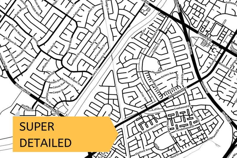 Printable Map of Union City, California, USA With Street Names ...