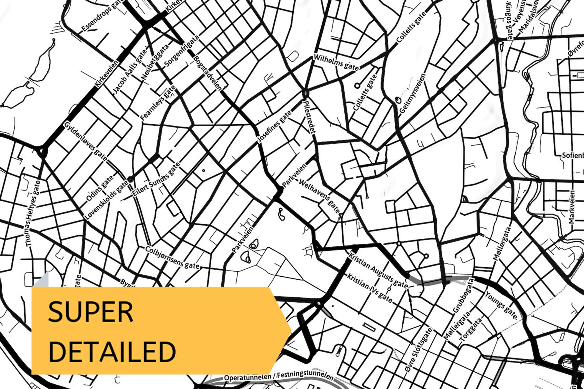 Printable Map of Oslo Norway with Street Names Instant | Etsy