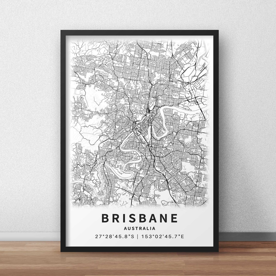 Druckbare Karte von Brisbane, Australien mit Straßennamen - Sofort ...