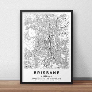 Printable Map of Brisbane, Australia With Street Names - Instant ...