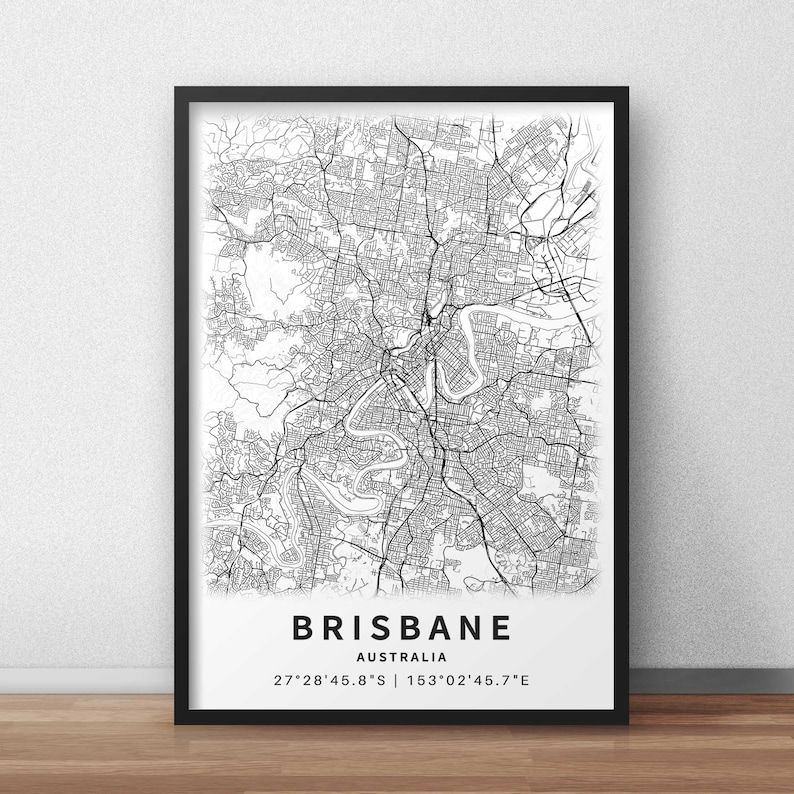 Printable Map of Brisbane Australia With Street Names - Etsy