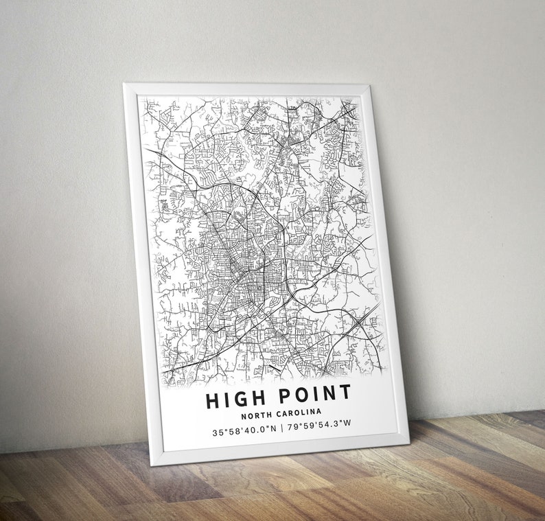 Printable Map of High Point, North Carolina, USA With Street Names ...
