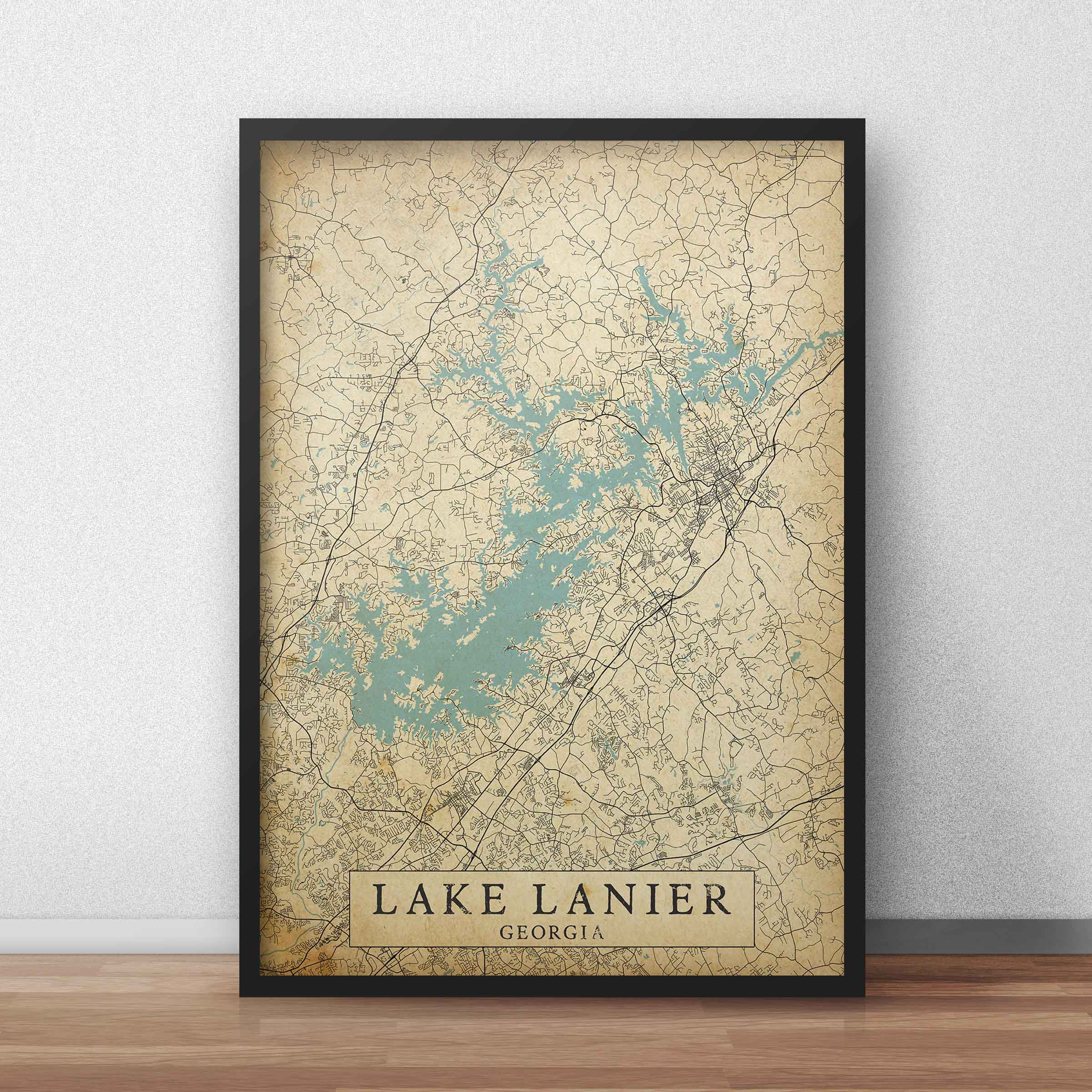 Vintage Style Map of Lake Lanier Georgia USA Instant | Etsy