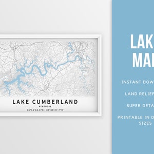 Printable Map of Lake Cumberland Kentucky United States - Etsy