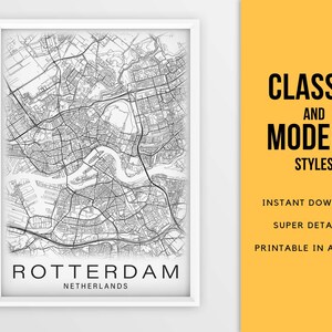 Printable Map of Rotterdam Netherlands Instant Download - Etsy