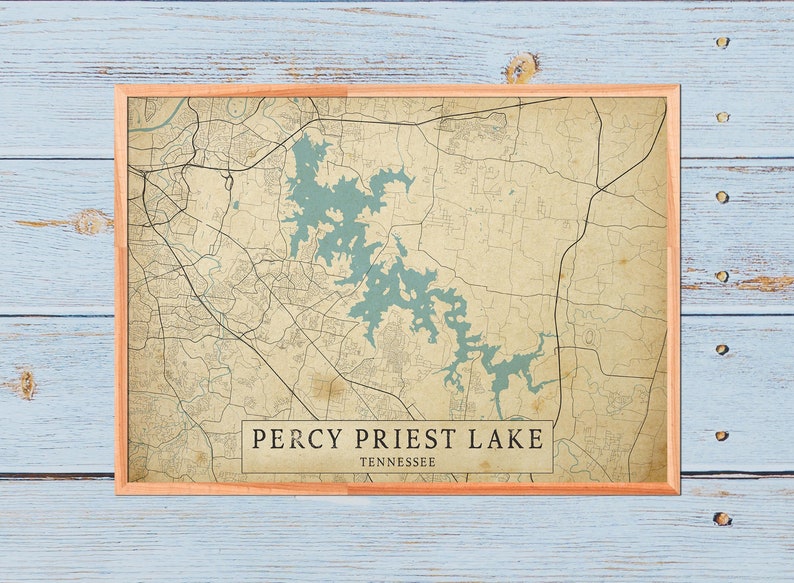 Printable Vintage Style Map Percy Priest Lake Tennessee - Etsy