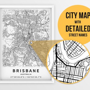 Printable Map of Brisbane Australia with Street Names | Etsy