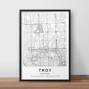 Printable Map of Troy, Michigan, USA With Street Names - Instant ...