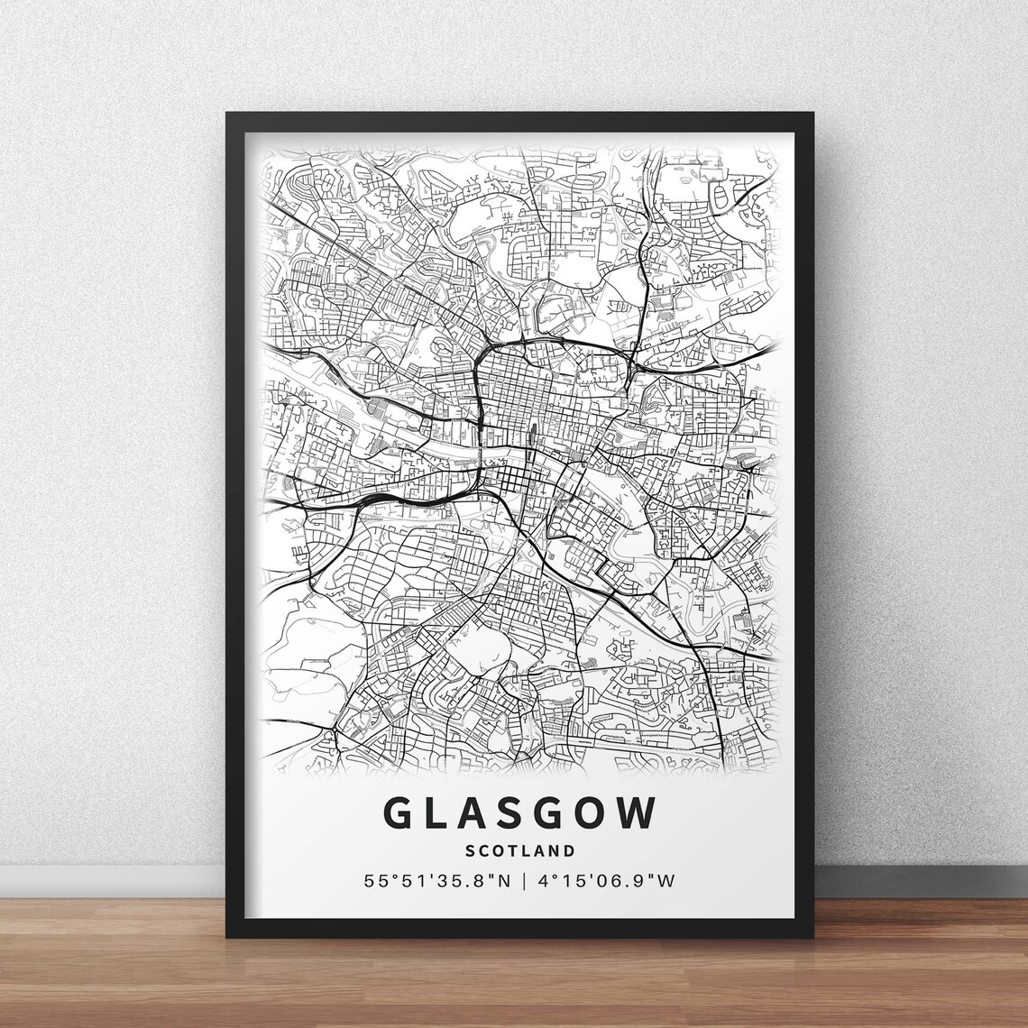 Printable Map of Glasgow Scotland United Kingdom UK With | Etsy
