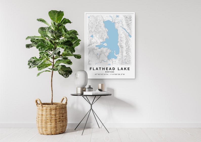 Printable Map of Flathead Lake Montana United States - Etsy