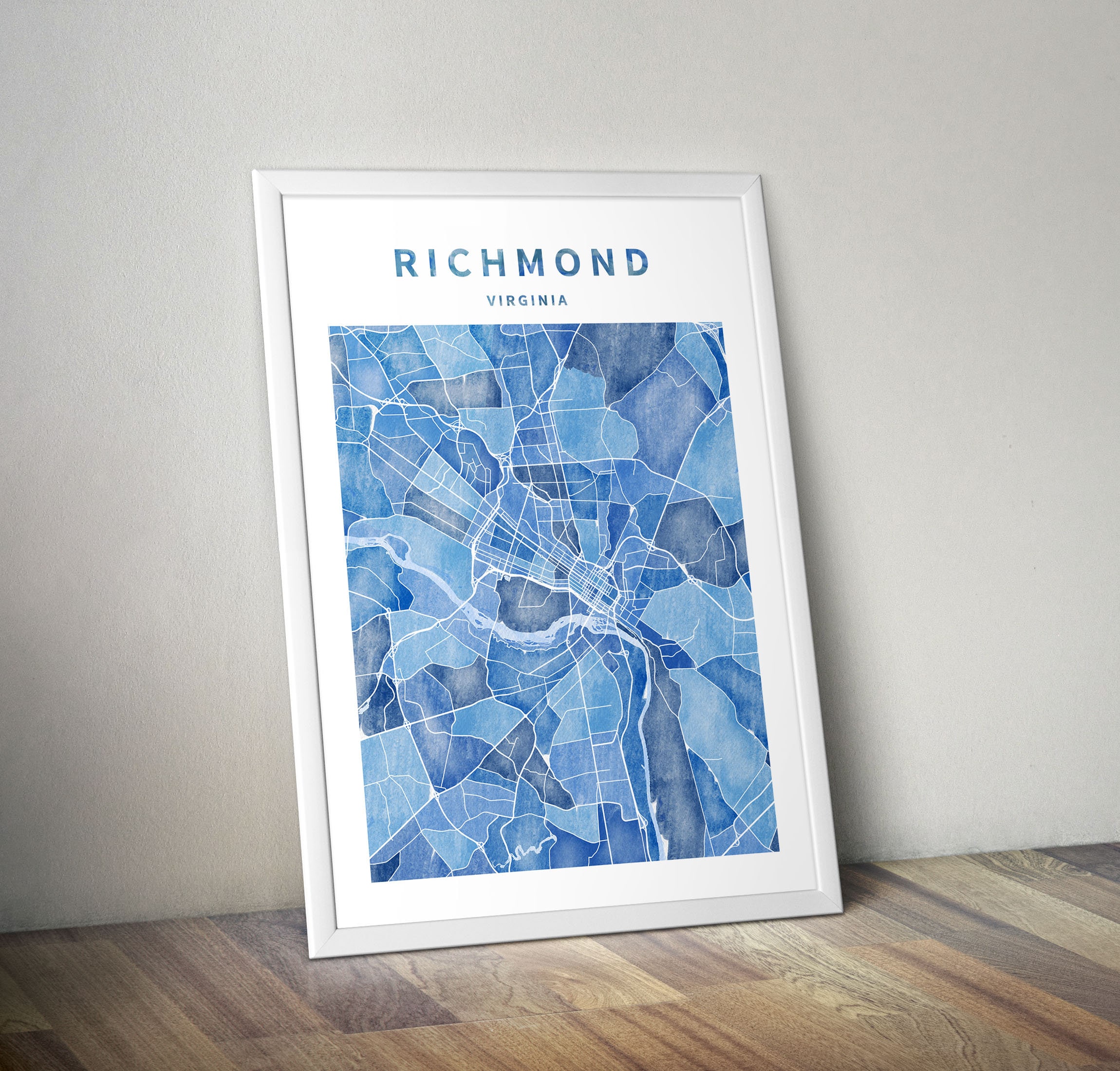 Printable Watercolor Map of Richmond, Virginia, United States - Instant ...