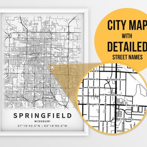 Printable Map of Springfield Missouri United States With | Etsy