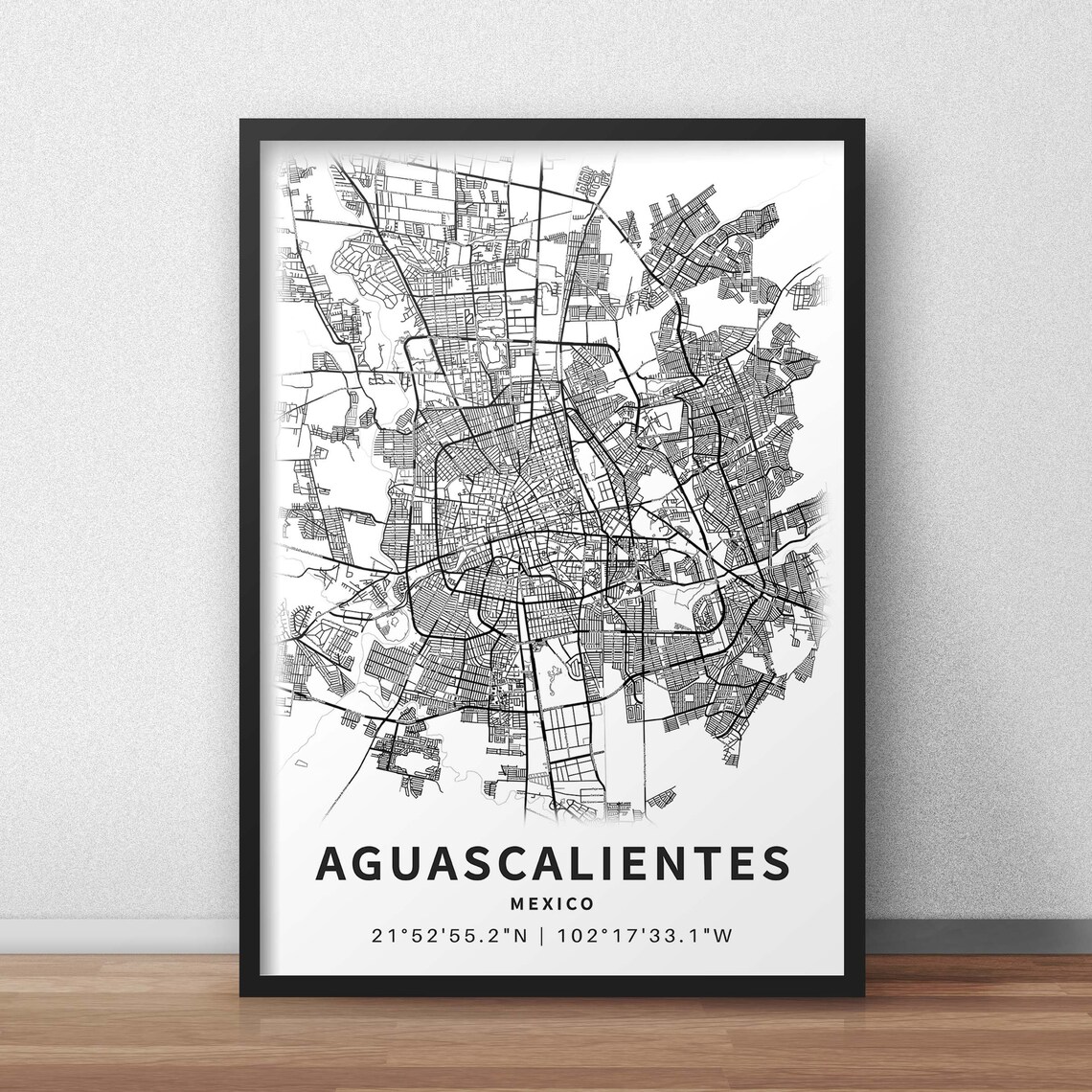 Printable Map of Aguascalientes, Mexico With Street Names - Instant ...