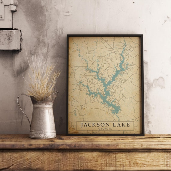 Vintage Style Map of Jackson Lake Georgia USA Instant - Etsy