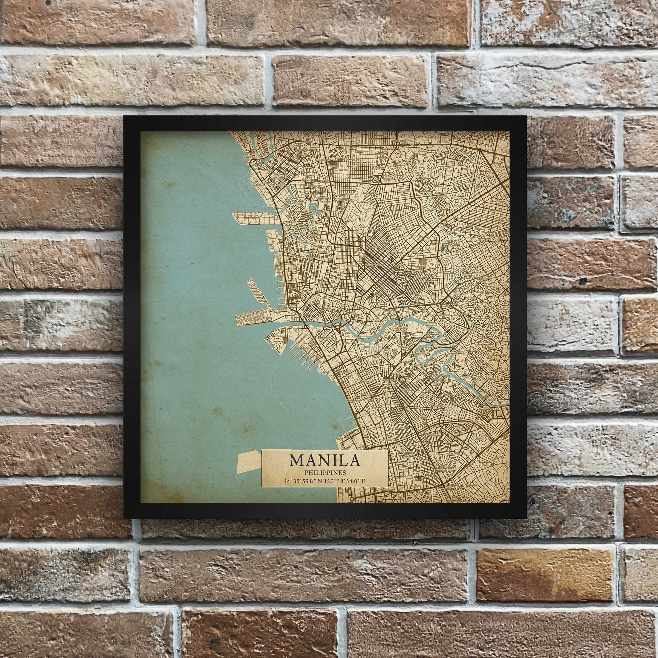 Manila Philippines Vintage Style Map, Printable Manila City Poster ...