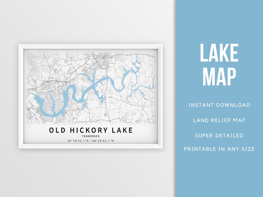 Printable Map Old Hickory Lake Tennessee United States - Etsy