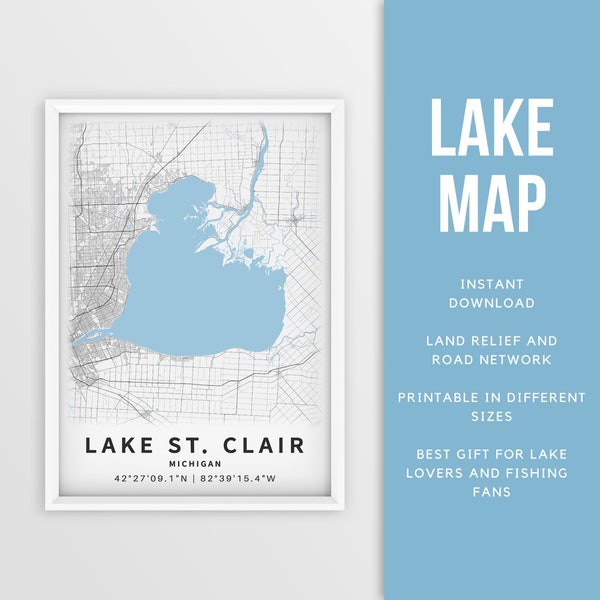 Map of Lake St Clair - Etsy