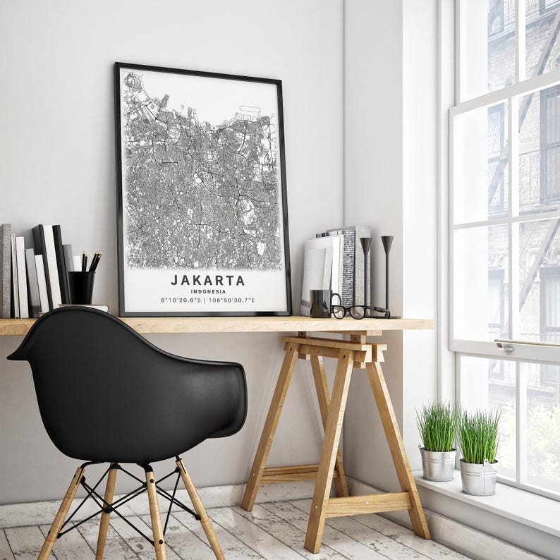 Printable Map Print of Jakarta, Indonesia, East Java With Street Names ...