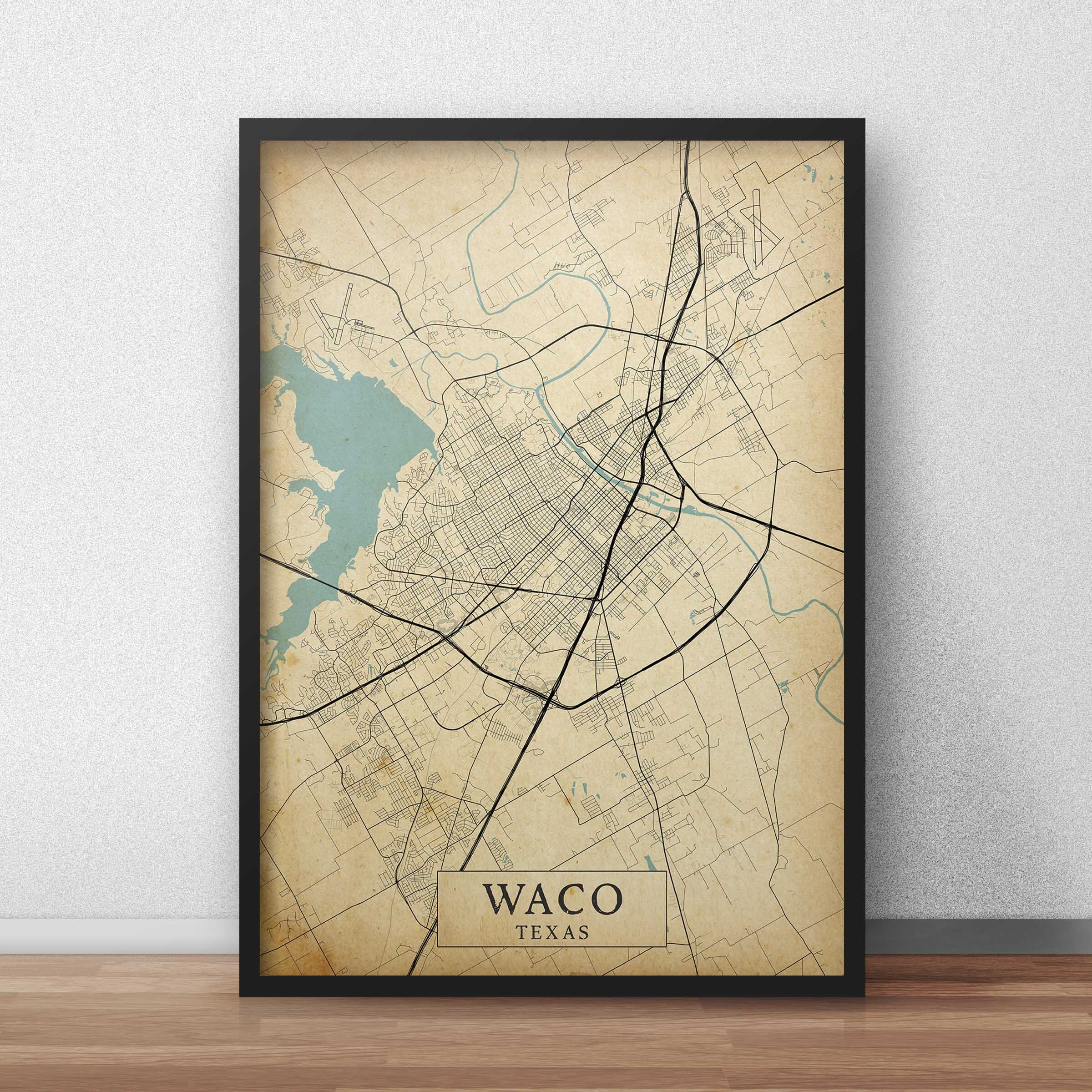 Printable Vintage Style Map of Waco Texas Instant Download - Etsy