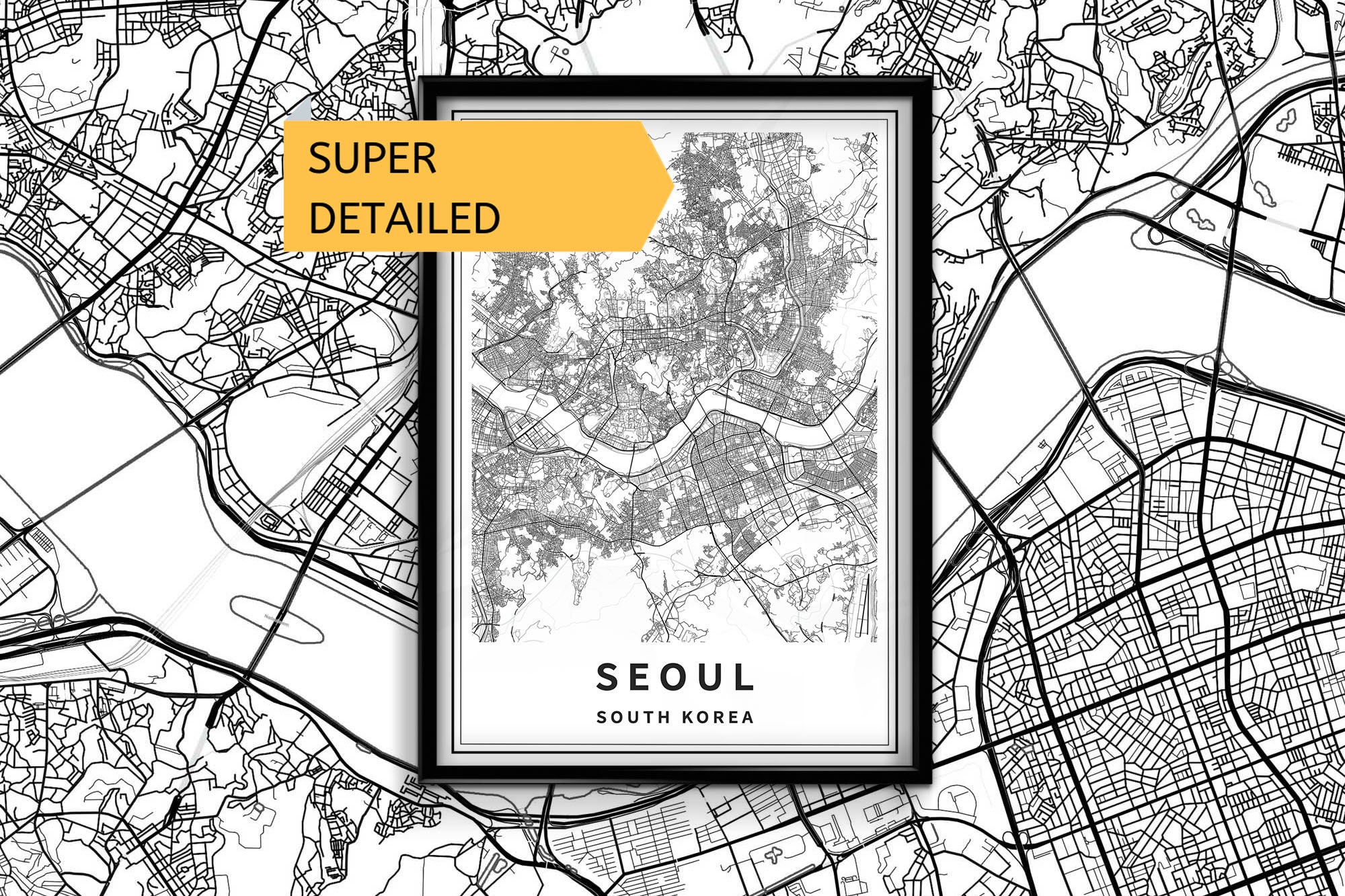 Printable Map of Seoul South Korea Instant Download City | Etsy