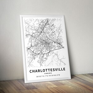 Printable Map of Charlottesville, Virginia, USA With Street Names ...
