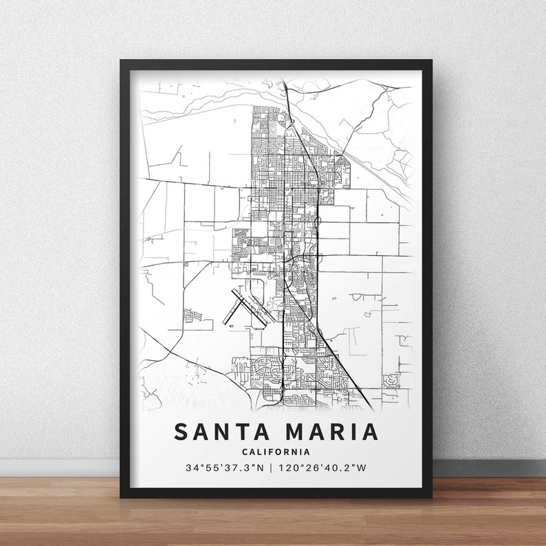 Printable Map of Santa Maria California United States With - Etsy