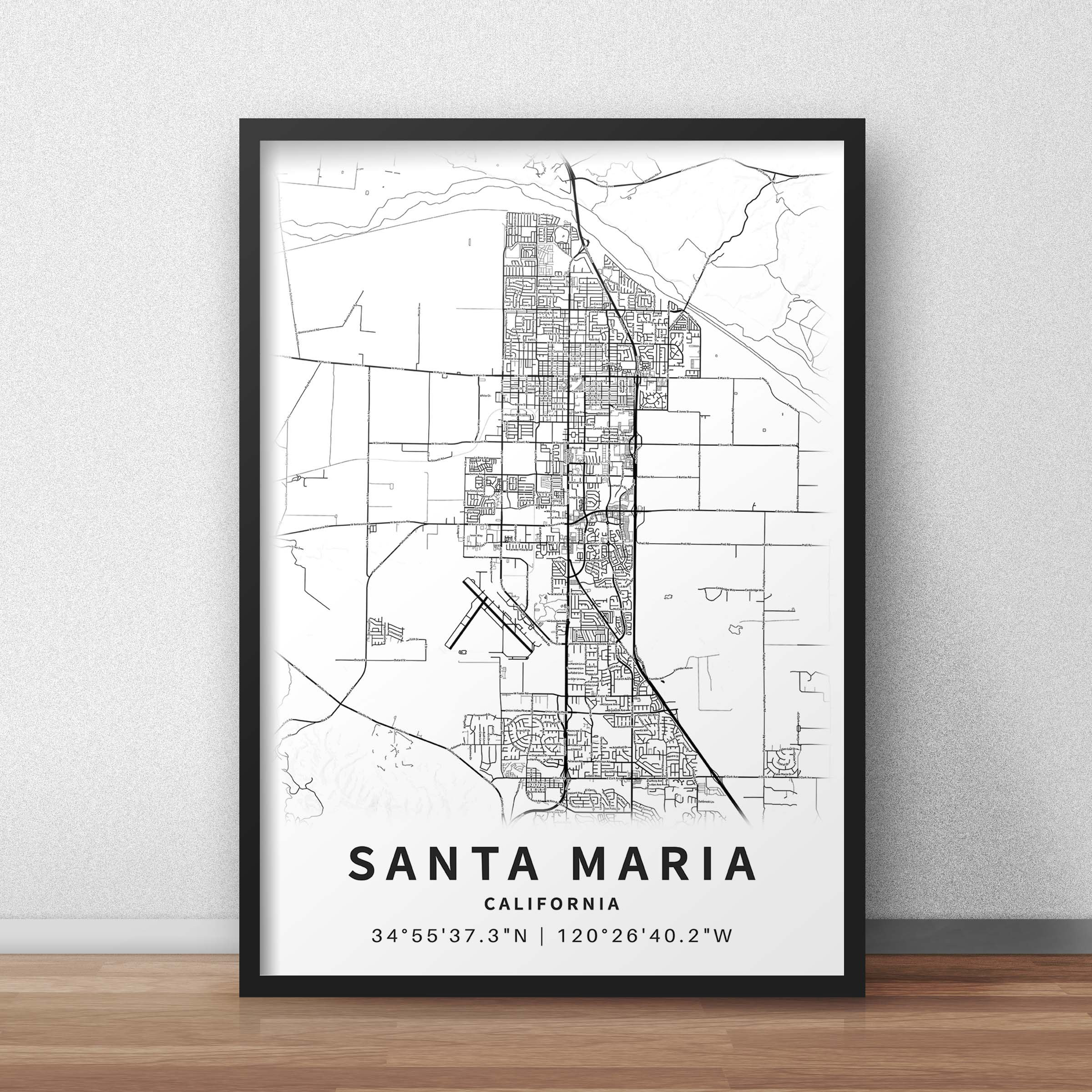 Printable Map of Santa Maria California United States With - Etsy
