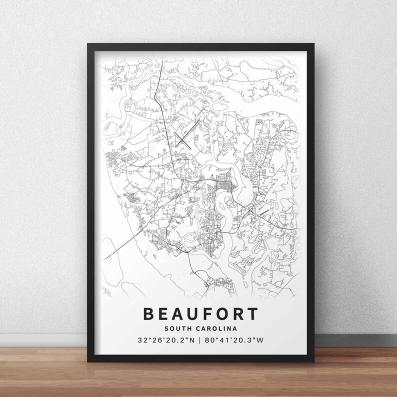 Printable Map of Beaufort South Carolina SC United States - Etsy