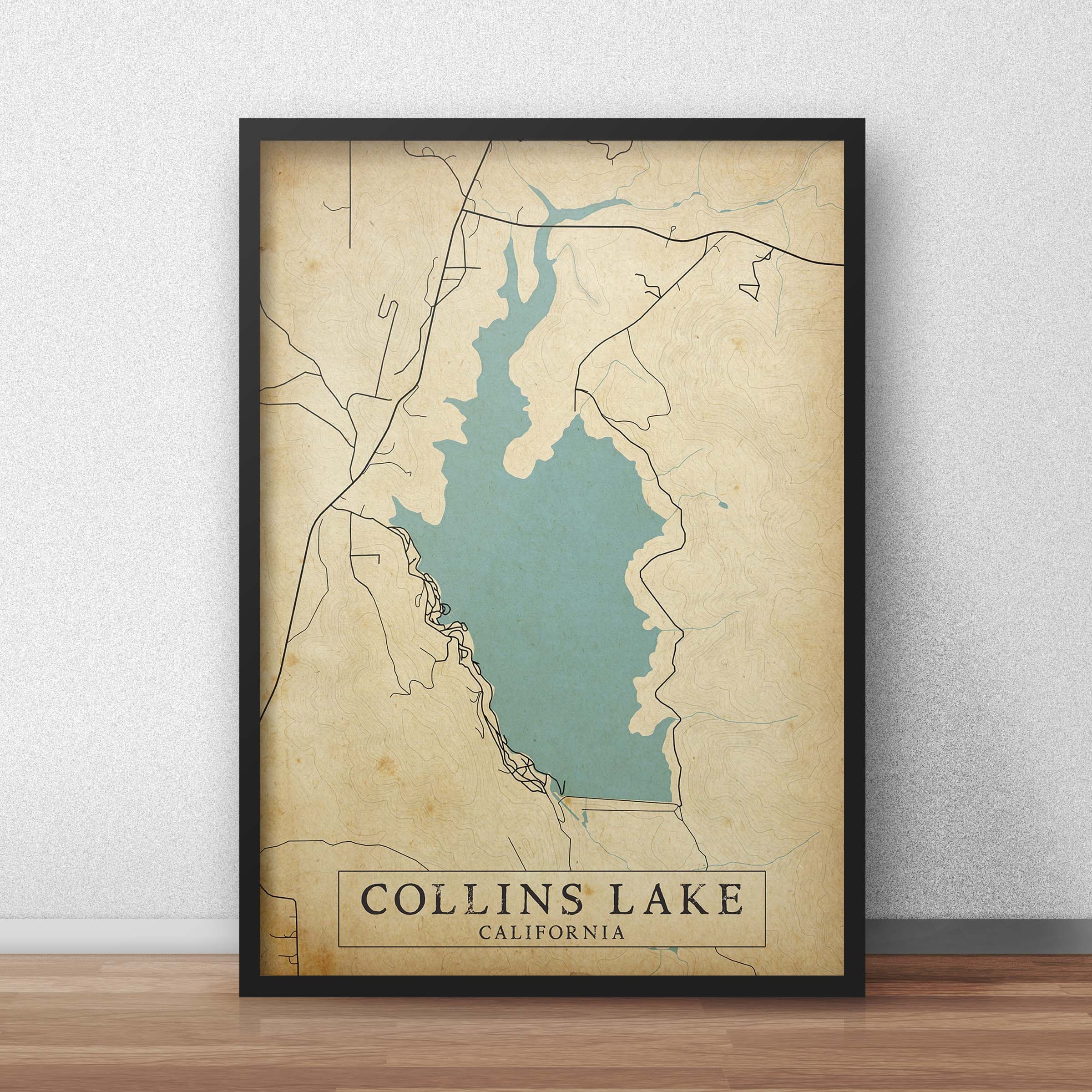 Vintage Style Map of Collins Lake California USA Instant - Etsy