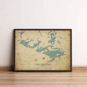 Printable Vintage Style Map of Lake Vermilion, Minnesota, USA With City ...