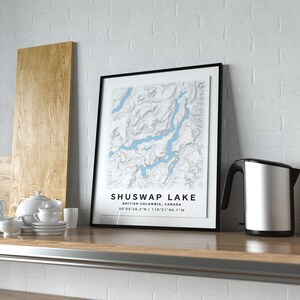 Printable Map of Shuswap Lake, British Columbia, Canada - Instant ...