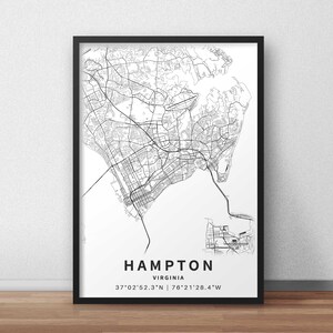 Printable Map of Hampton, Virginia, USA With Street Names - Instant ...