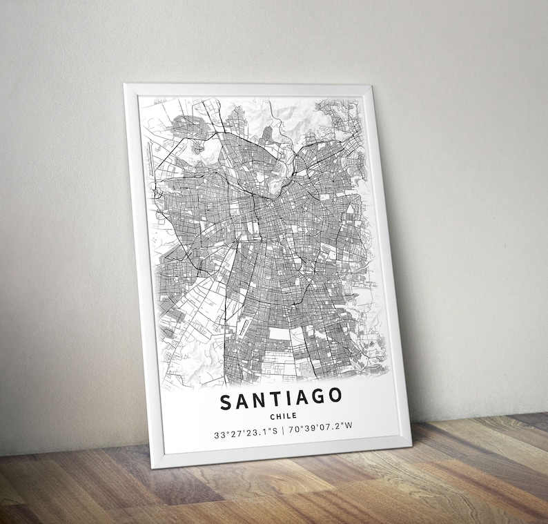 Mapa imprimible de Santiago Chile con nombres de calles - Etsy España