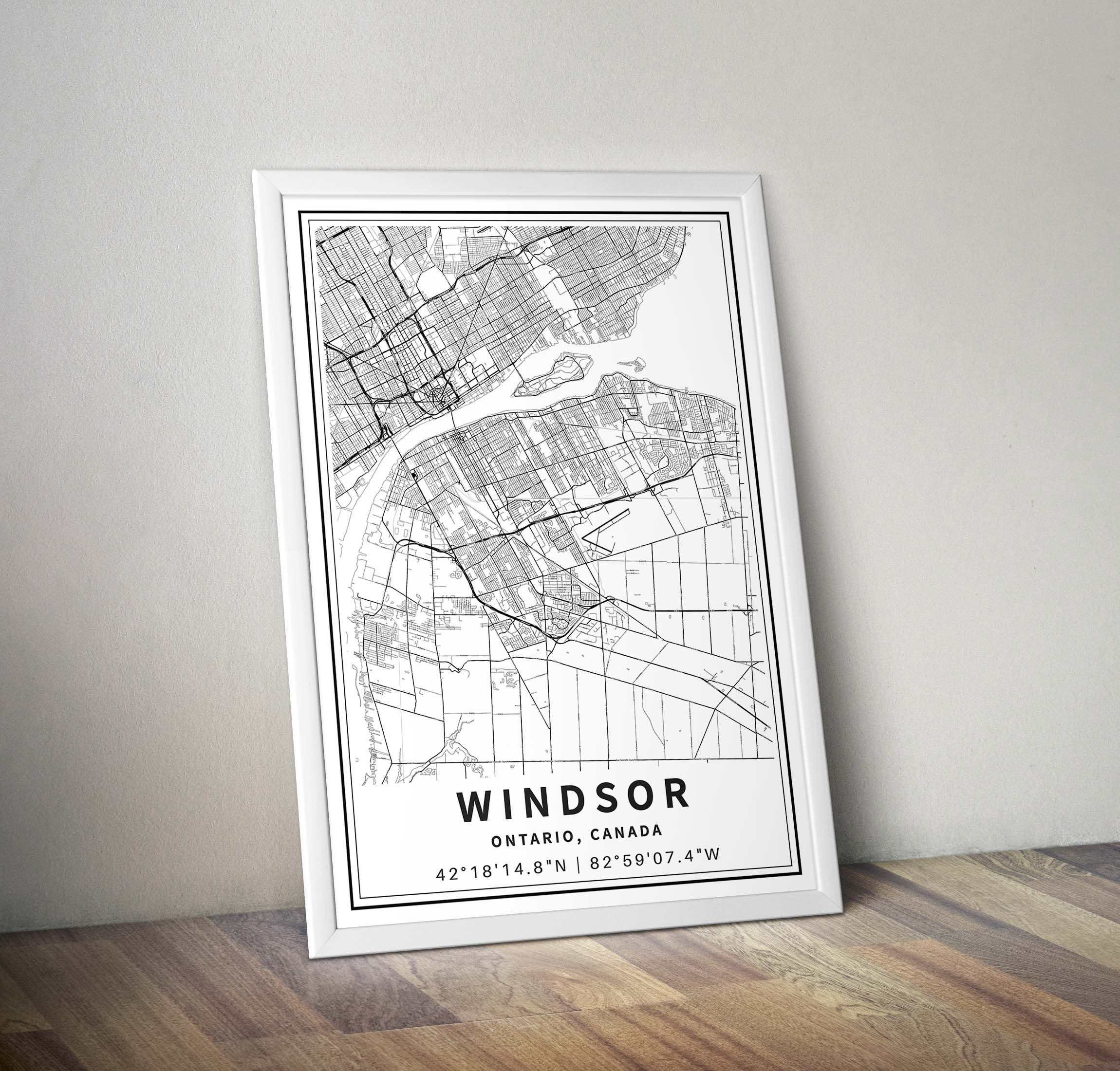 Printable Map of Windsor, Canada With Street Names - Instant Download ...