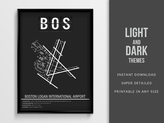 BOS Boston Logan International Airport Poster Instant | Etsy