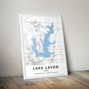 Printable Map of Lake Lavon, Trinity River Texas, US - Instant Download ...