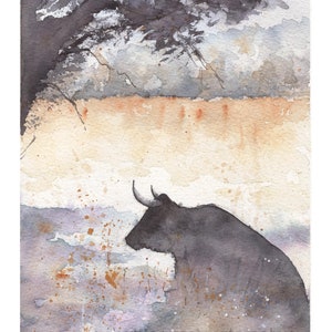 Peaceful Bull Art Print Spain Watercolor Art Wall Art - Etsy