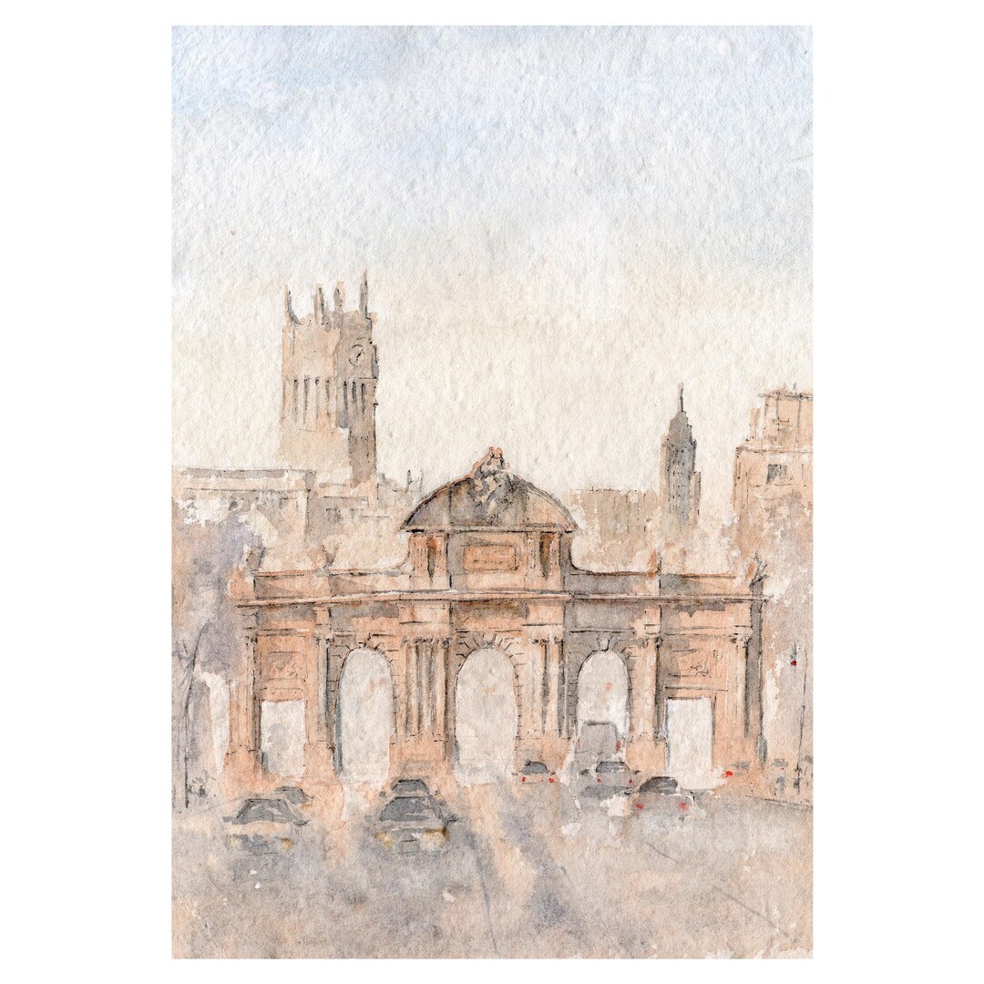 Puerta De Alcala Print | Madrid Watercolor Art Print | Wall Art ...