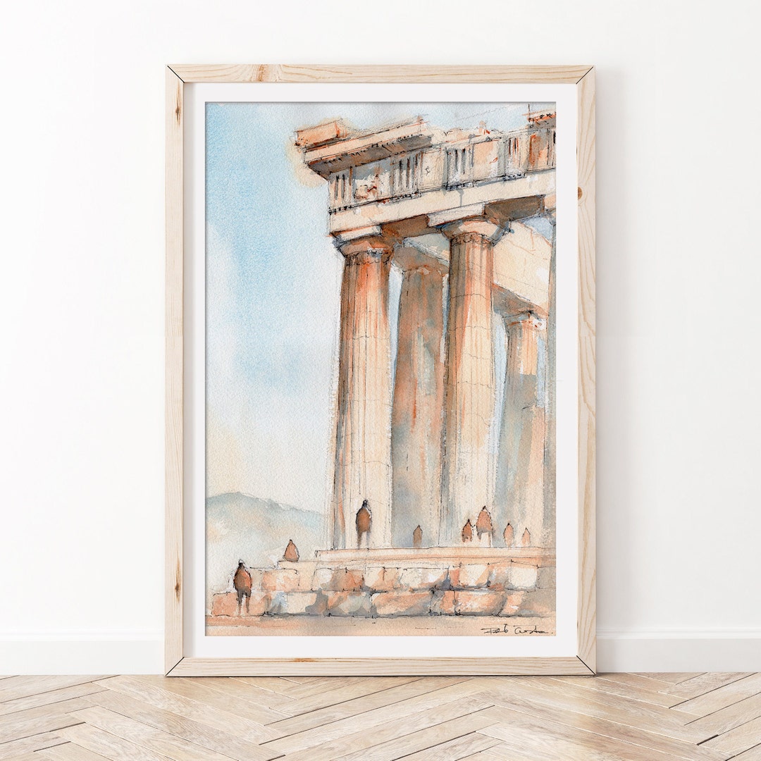 Athens Watercolor Art Print | Parthenon Watercolor | Wall Art ...