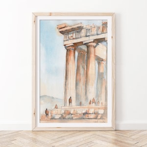 Athens Watercolor Art Print | Parthenon Watercolor | Wall Art ...