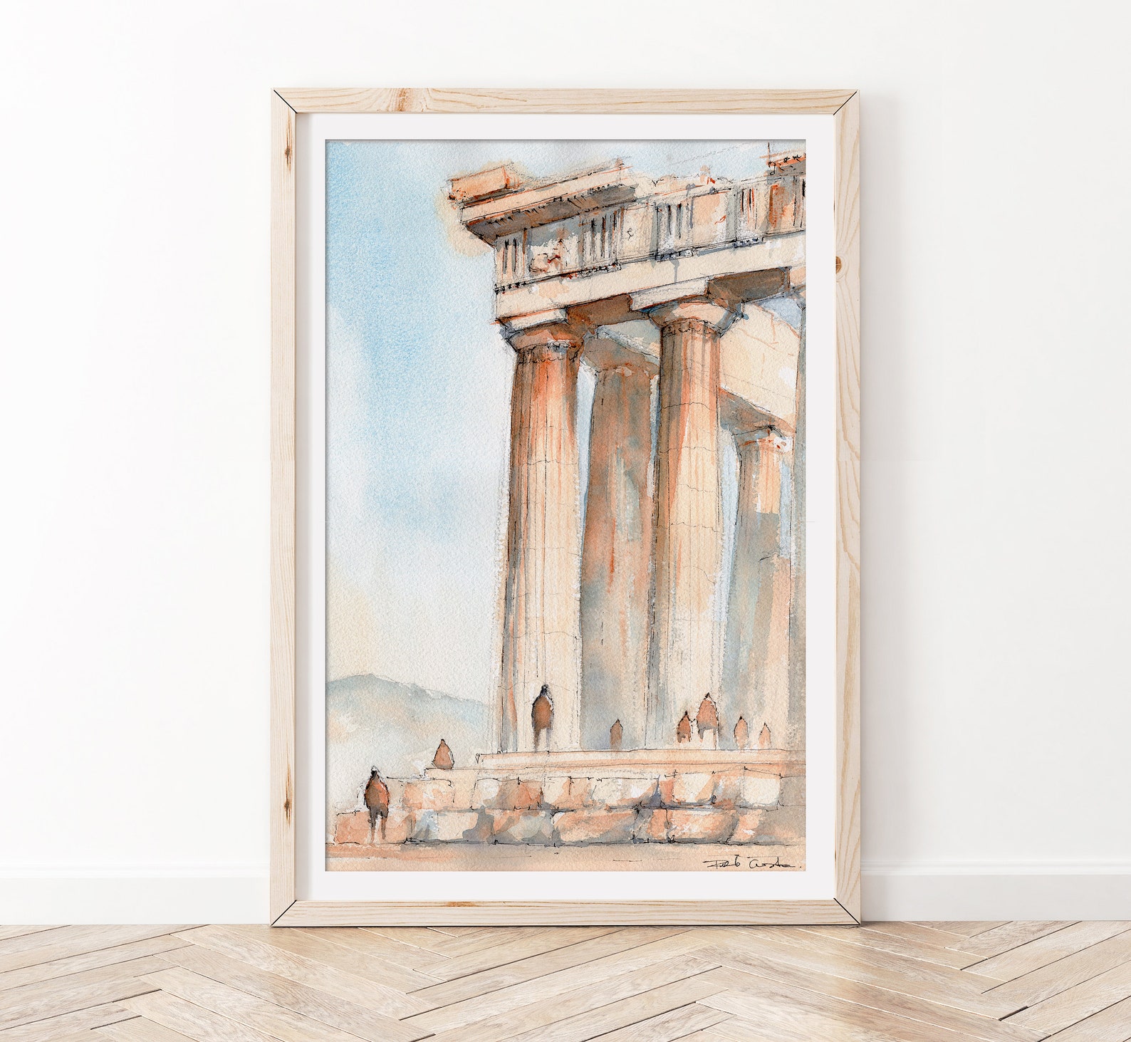 Athens Watercolor Art Print Parthenon Watercolor Wall Art Watercolor ...