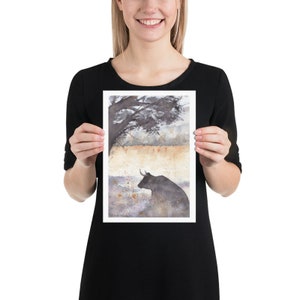 Peaceful Bull Art Print | Spain Watercolor Art | Wall Art | Watercolor ...