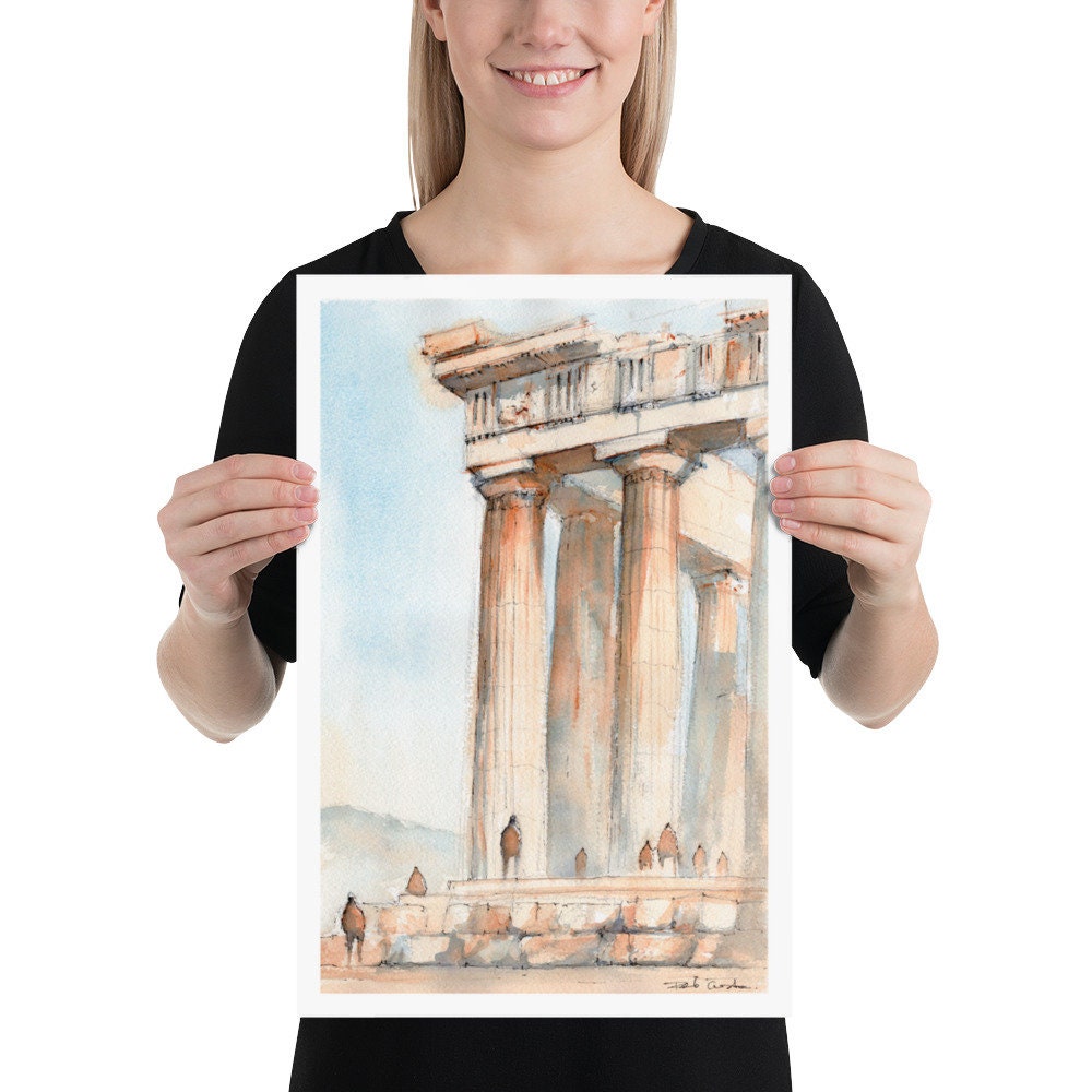 Athens Watercolor Art Print | Parthenon Watercolor | Wall Art ...