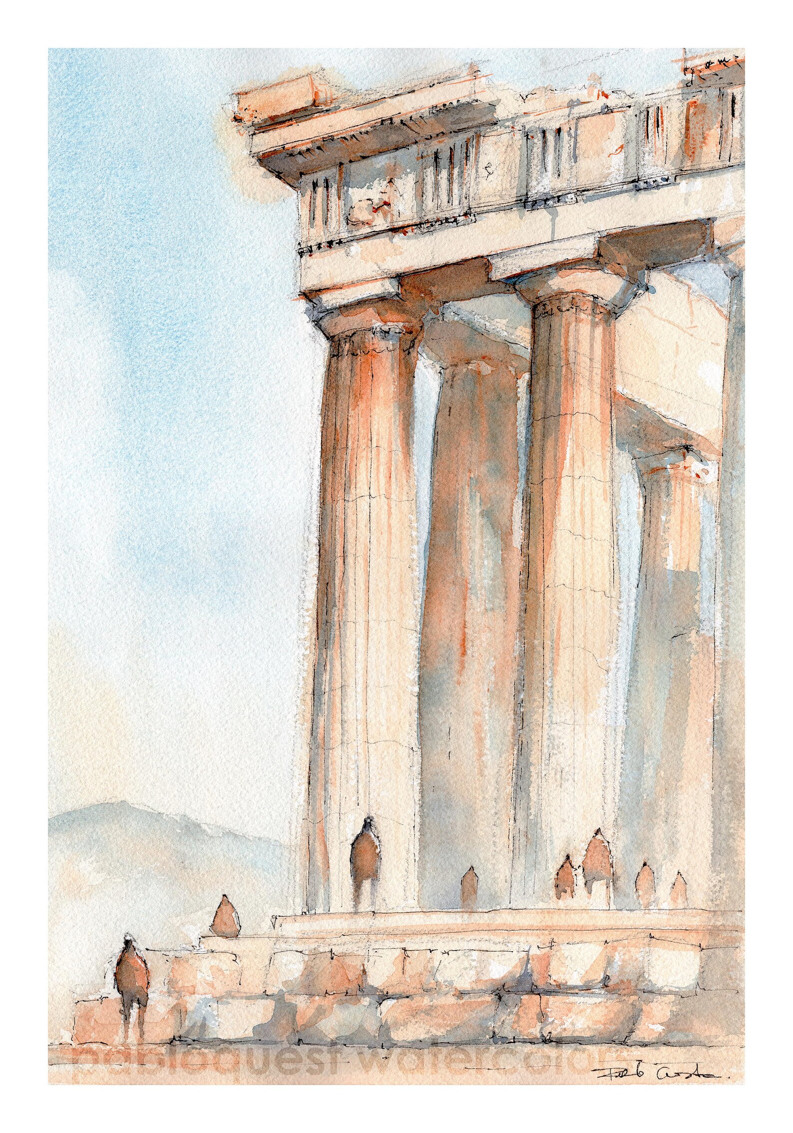 Athens Watercolor Art Print | Parthenon Watercolor | Wall Art ...
