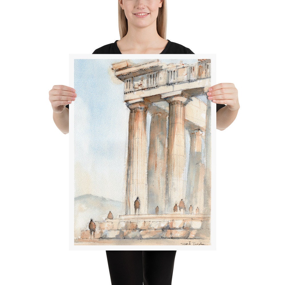Athens Watercolor Art Print | Parthenon Watercolor | Wall Art ...