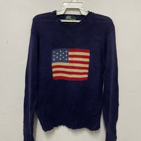 Ralph Lauren Flag Sweater - Etsy
