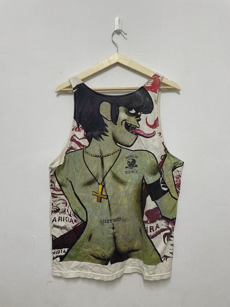 Gorillaz Band Tee, Murdoc, Damon Albarn, Hand Printed - Etsy