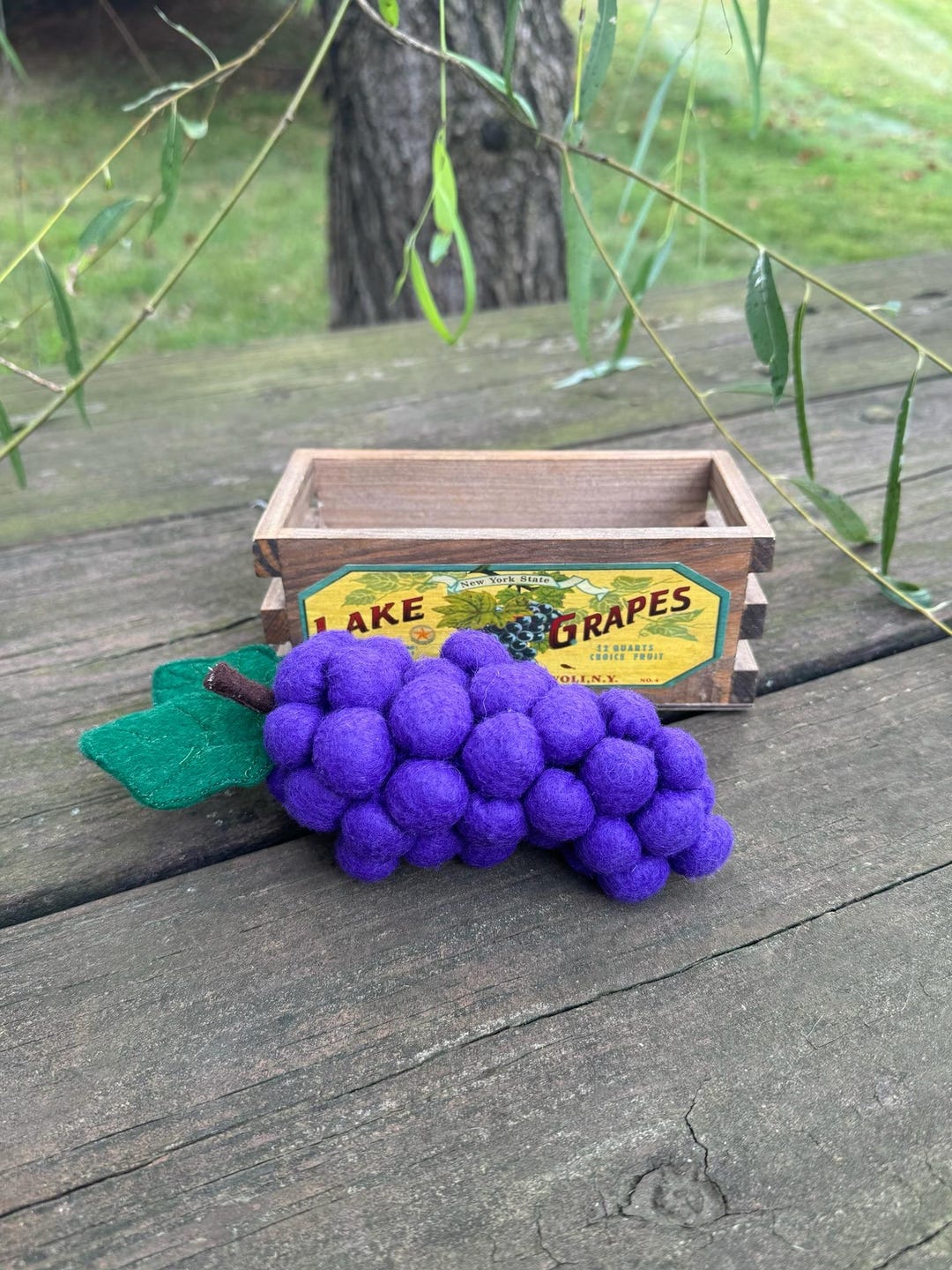Felt Purple Grapes Pretend Play Food: Handmade Montessori Toy in Wood ...