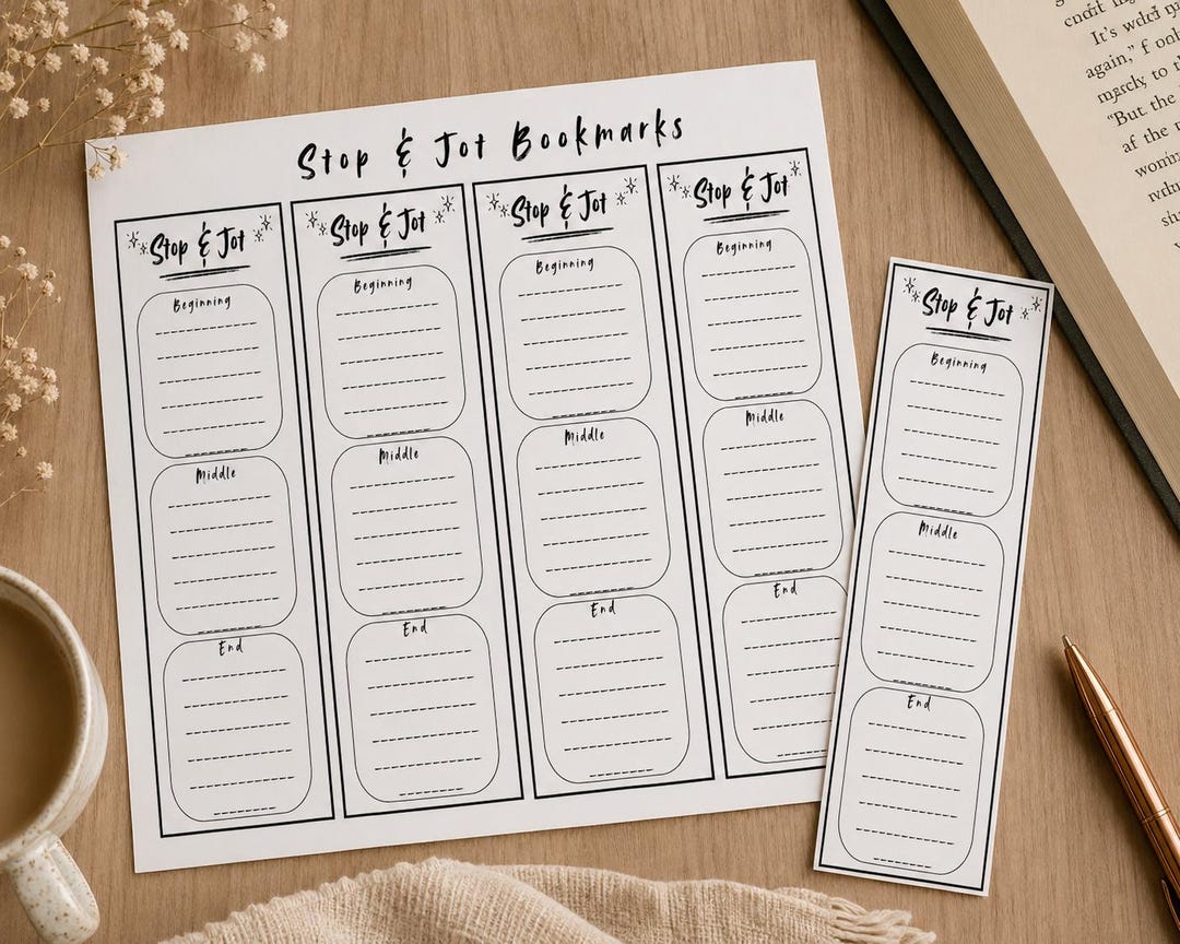 Editable Stop and Jot Bookmark - Etsy