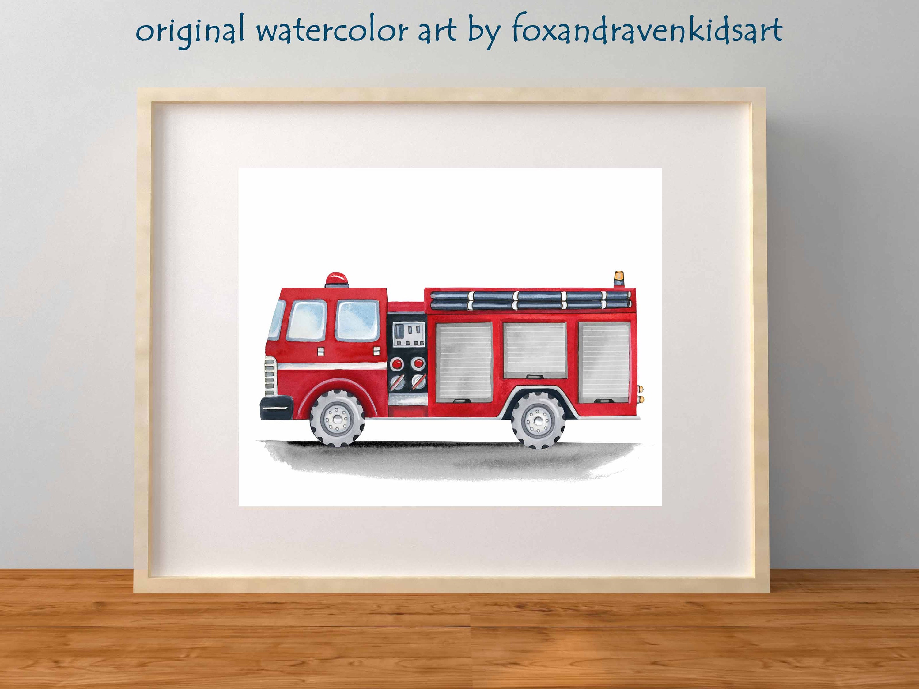 Fire Truck Wall Decor Fire Truck Art Print Boy Nursery Art - Etsy